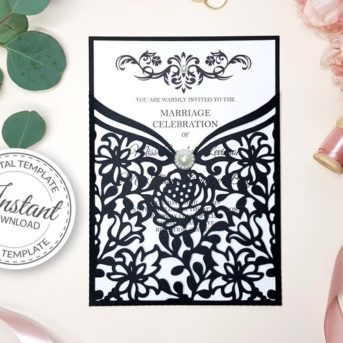 Wedding Invitation SVG DXF Ai CRD Eps Laser Cut - Etsy