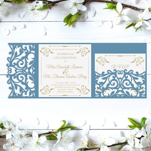 Wedding Invitation Template - SVG, DXF, Ai, CRD, Eps - Laser Paper Cut ...
