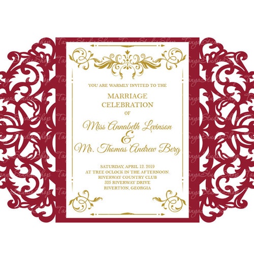 Gate-fold Invitation Template SVG DXF Ai CRD Eps Laser - Etsy