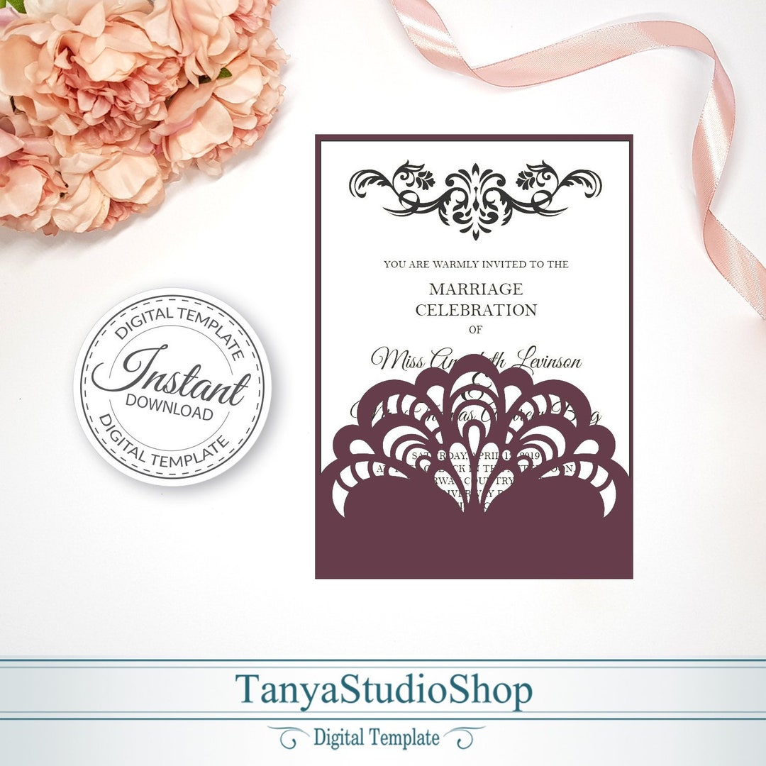 5x7'' Invitation Template - SVG, Ai, CRD, Eps, Pdf - Laser Cut Template ...