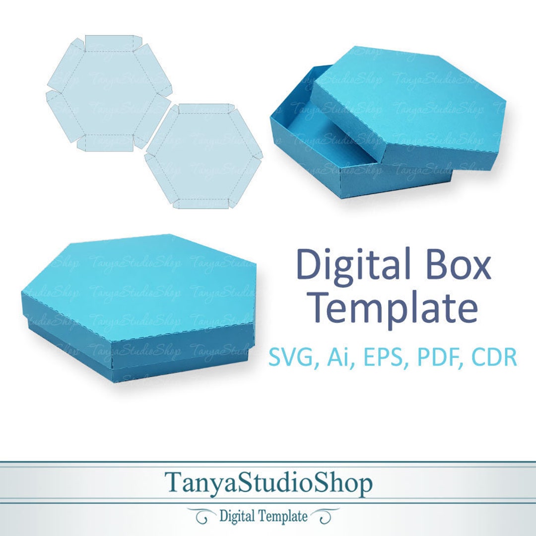 Hexagon Box Template - SVG, Ai, CRD, Eps, Pdf - Laser Cut Template ...