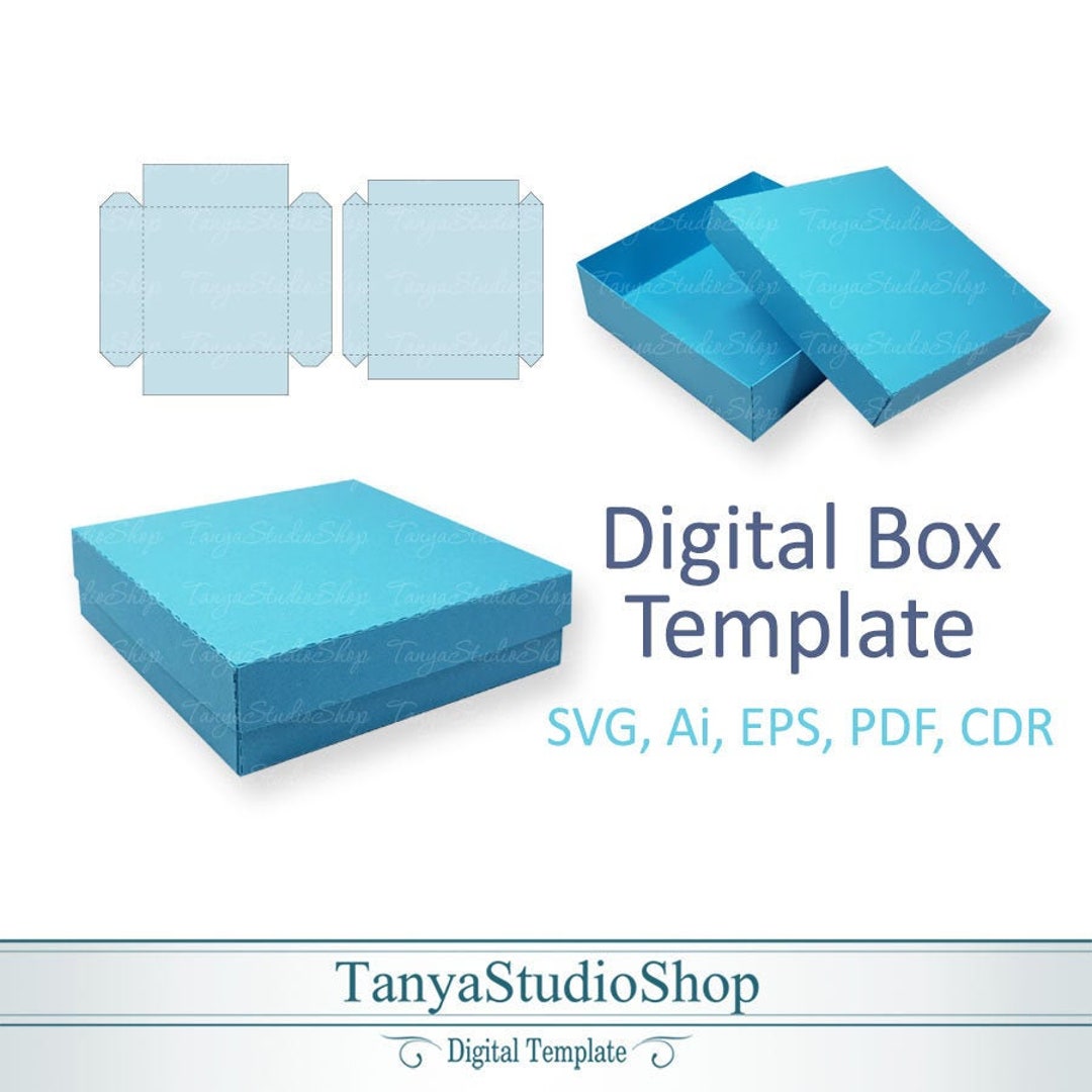 Square Box Template - SVG, Ai, CRD, Eps, Pdf - Laser Cut Template ...