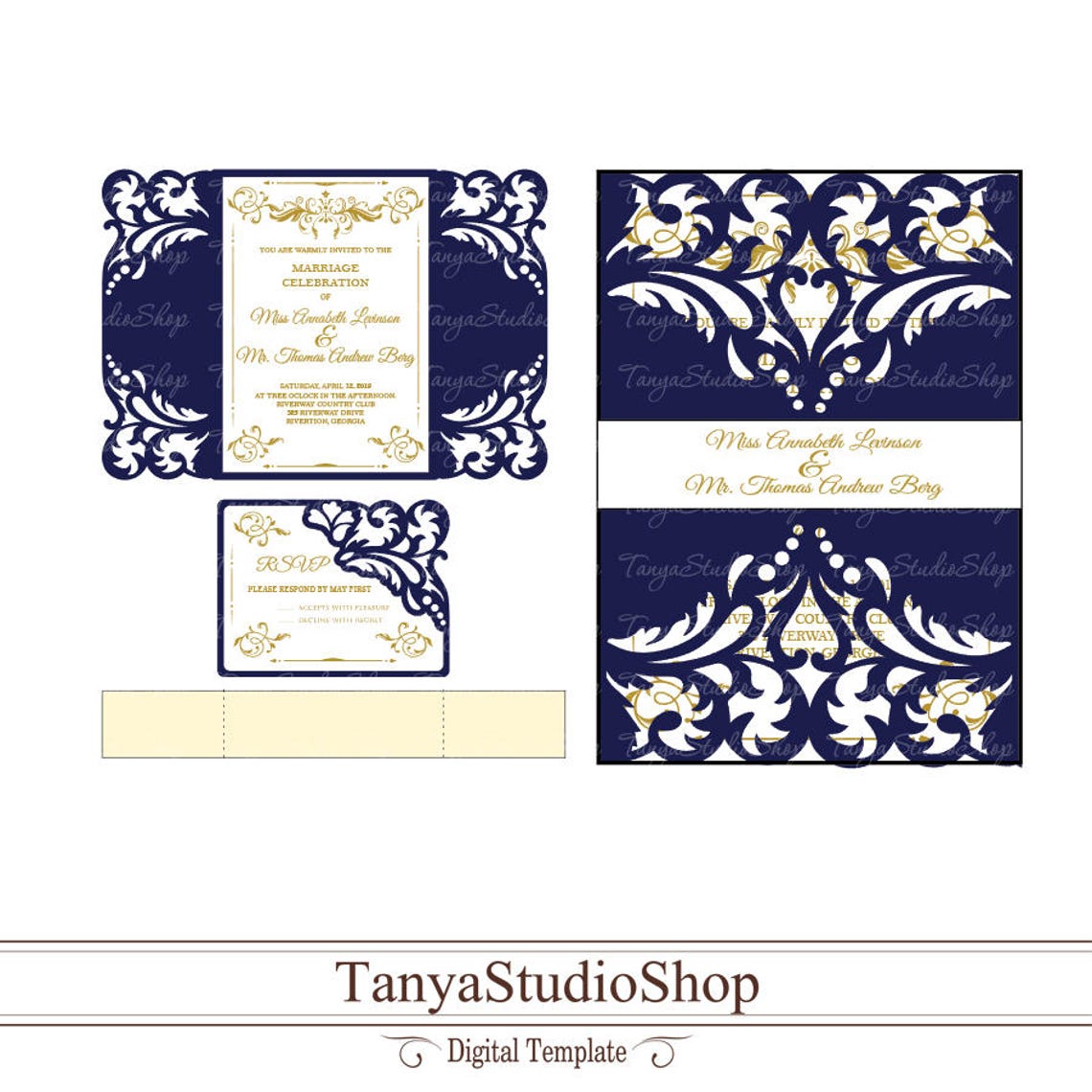 Gate-fold Invitation Template SVG DXF Ai CRD Eps Laser - Etsy