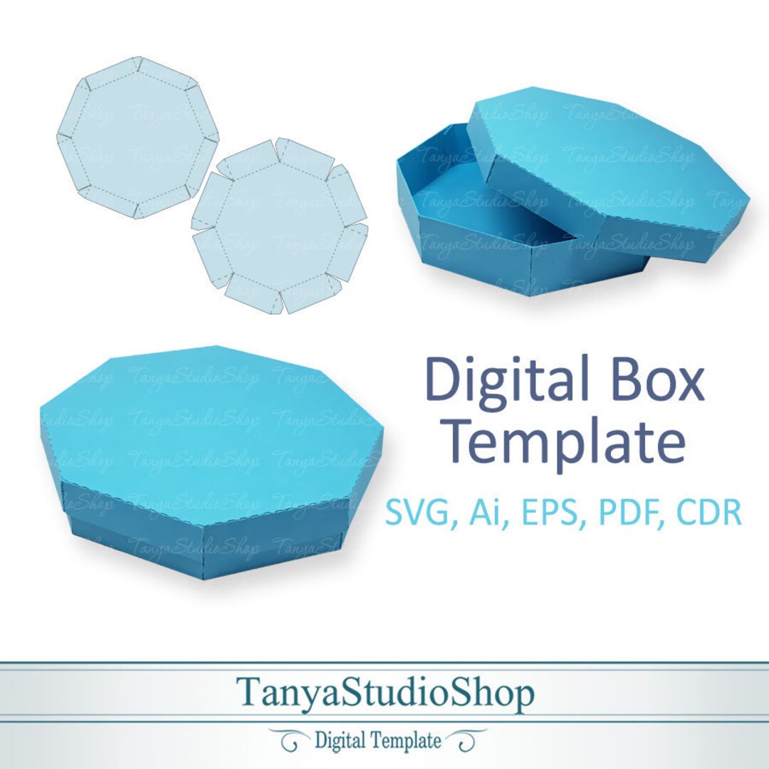 Octagon Box Template - SVG, Ai, CRD, Eps, Pdf - Laser Cut Template ...