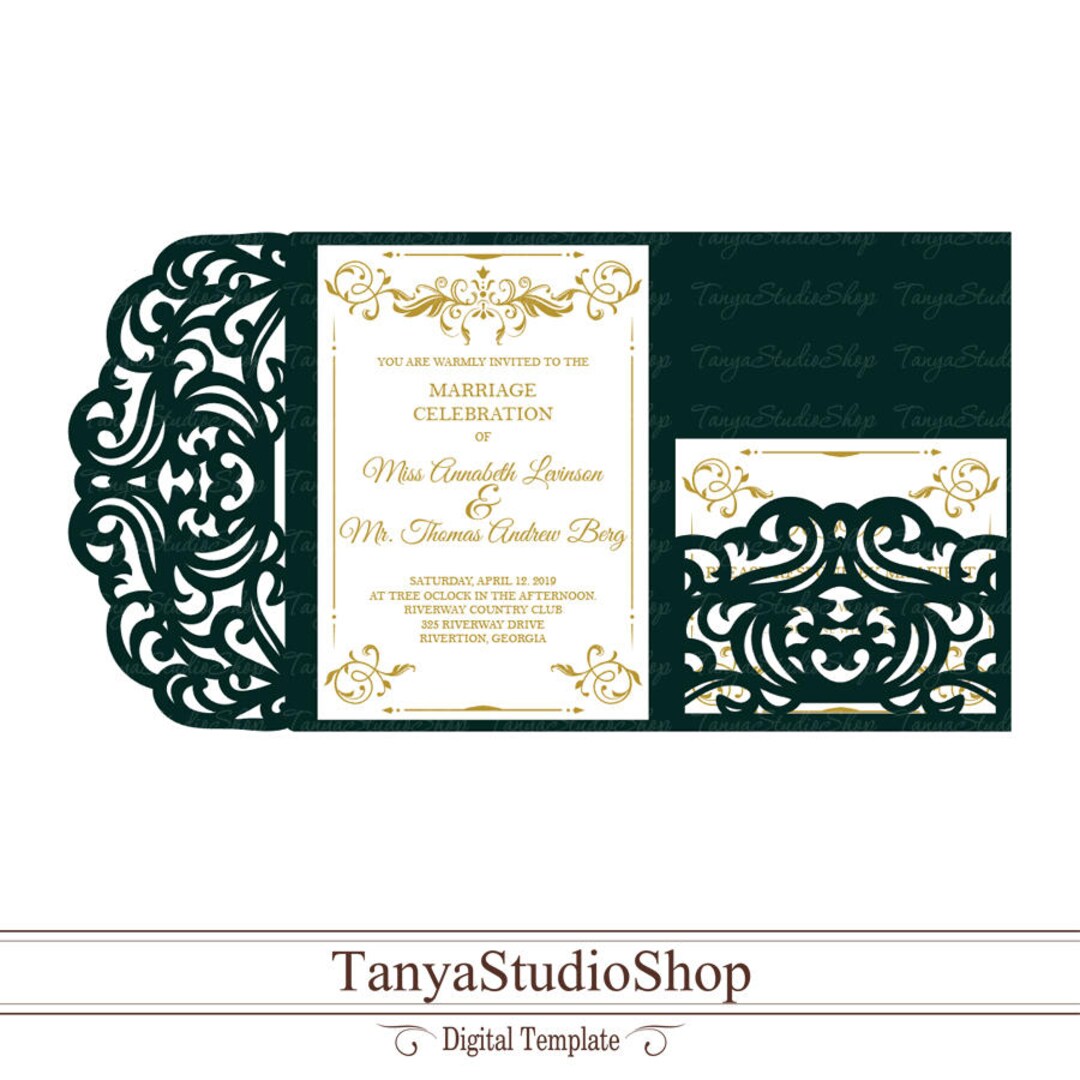 Wedding Invitation Template - SVG, DXF, Ai, CRD, Eps - Laser Paper Cut ...