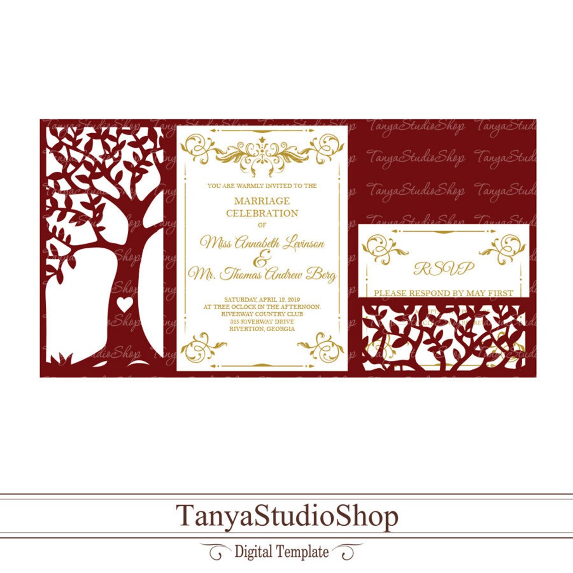 Wedding Invitation Template SVG DXF Ai CRD Eps Laser - Etsy