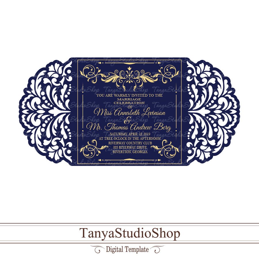 Gate-fold invitation template SVG DXF ai CRD eps Laser | Etsy