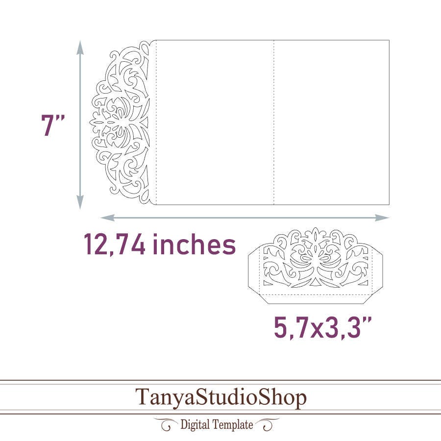 Plantilla de invitación de boda - SVG, DXF, ai, CRD, eps - Corte de ...