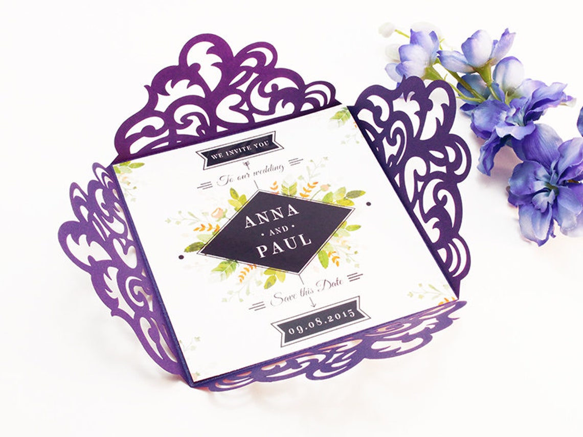 Four-fold Invitation Template SVG DXF Ai CRD Eps Laser | Etsy