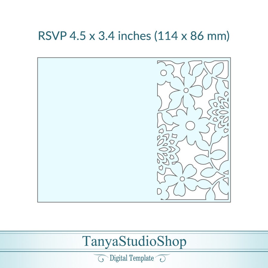 Card RSVP Menu SVG Ai CRD Eps Studio3 Flowers - Etsy