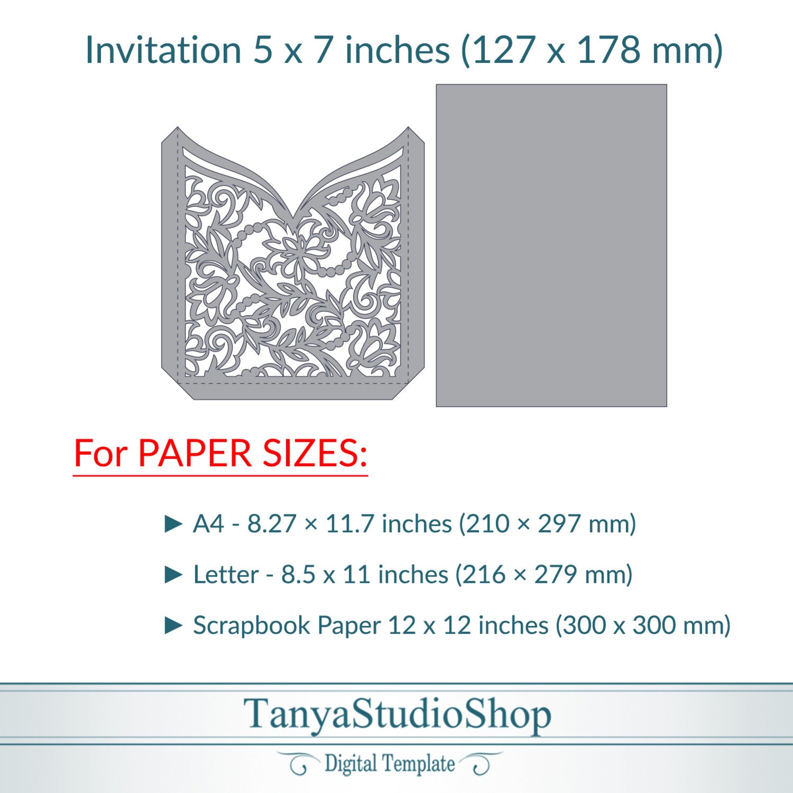5x7'' Invitation Template SVG Ai CRD Eps Pdf | Etsy