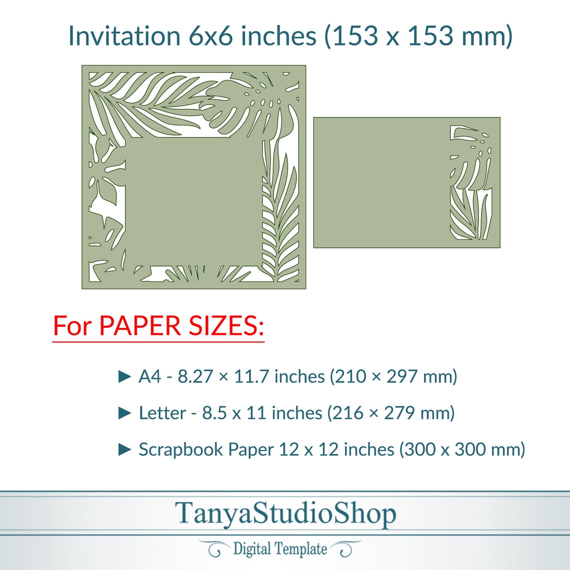 6x6'' invitation template Rsvp SVG ai CRD eps | Etsy
