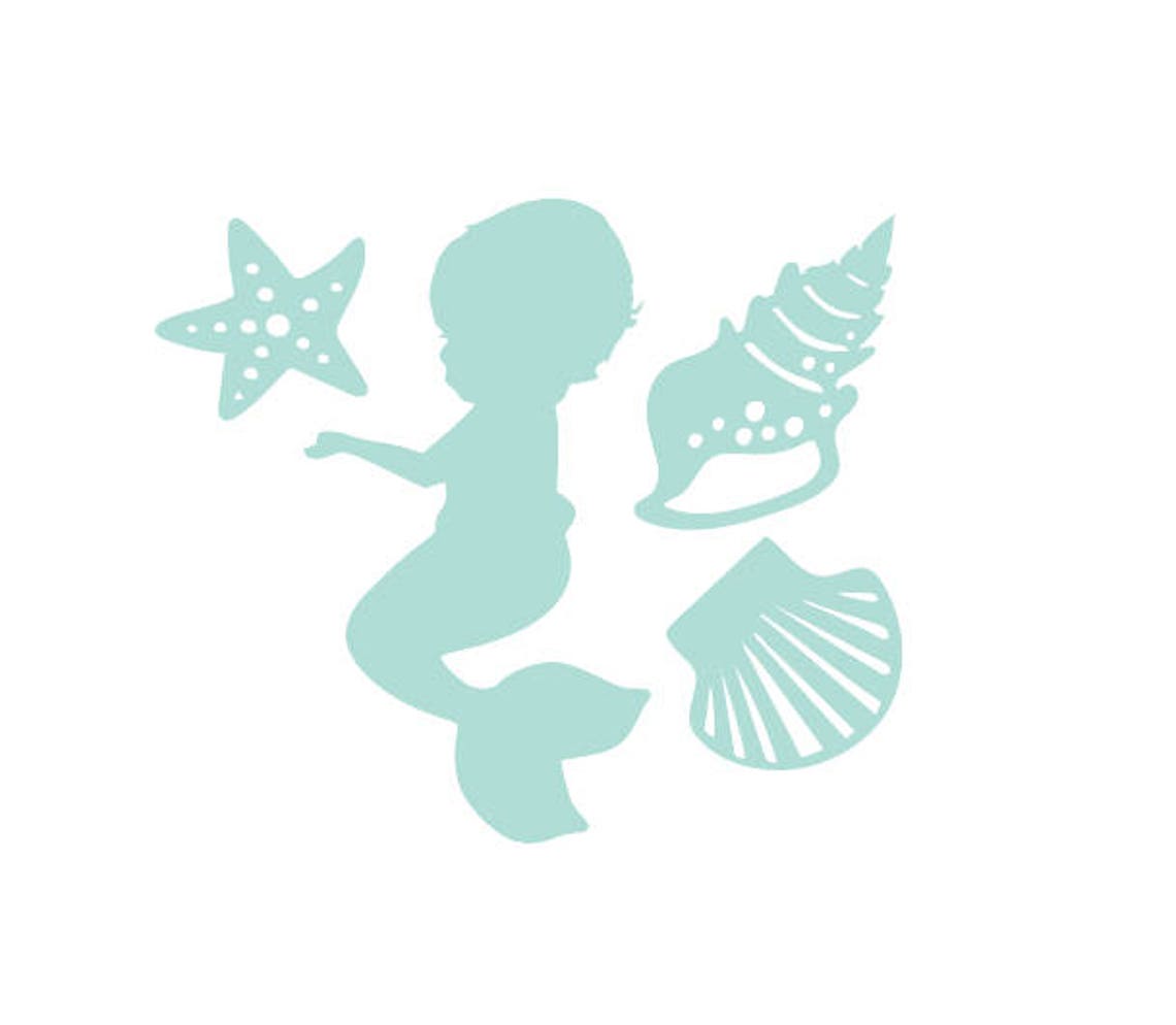 Baby Mermaid - SVG, DXF, Ai, CRD, Eps - Commercial Use - Laser Cut ...