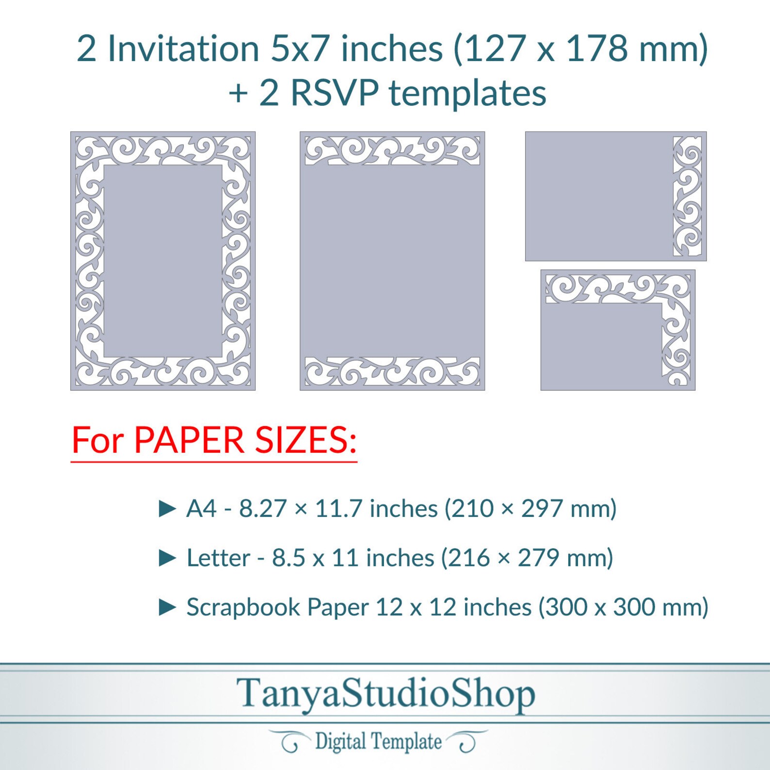 5x7'' Invitation Template Rsvp SVG, Ai, CRD, Eps, Pdf Laser Cut ...