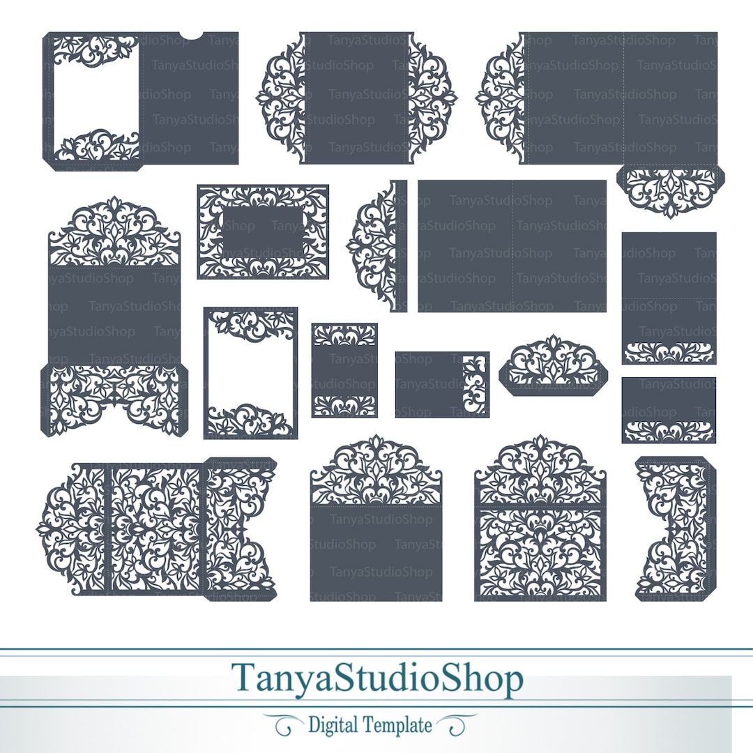 Big Invitation Set > SVG, Ai, CRD, Eps, Studio3 > Cricut Template, Gate ...