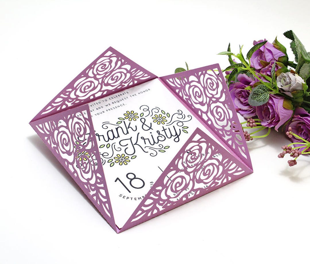 Four-fold Invitation Template - SVG, DXF, Ai, CRD, Eps - Laser Paper ...