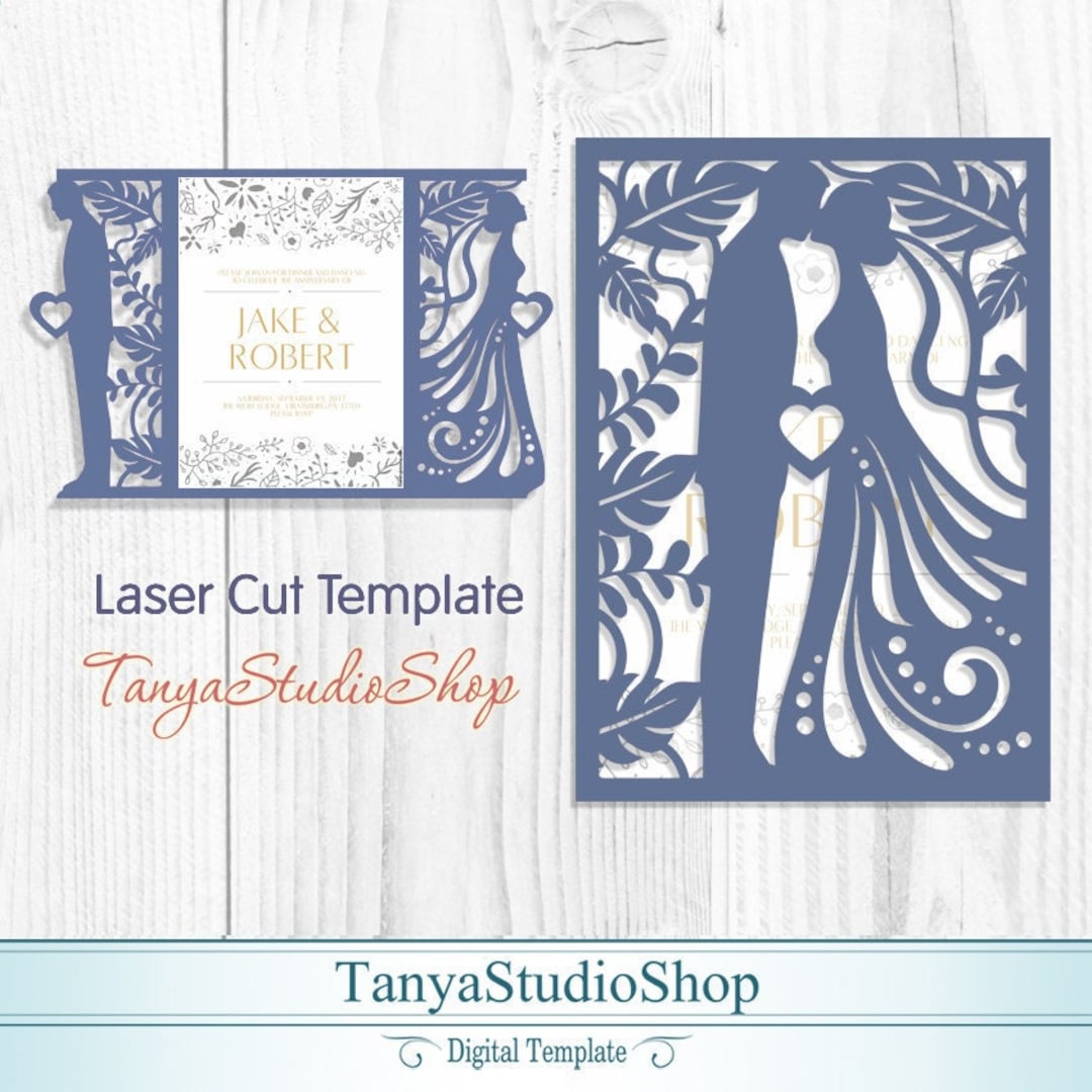 Wedding Invitation - SVG, Ai, CRD, Eps, Studio3 - Bride and Groom ...