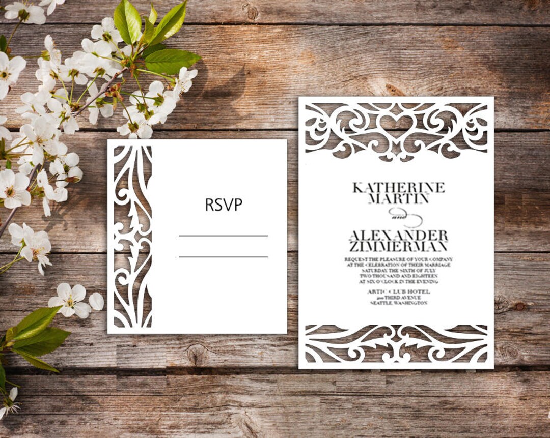 Wedding Invitation Template - SVG, DXF, Ai, CRD, Eps - Laser Paper Cut ...