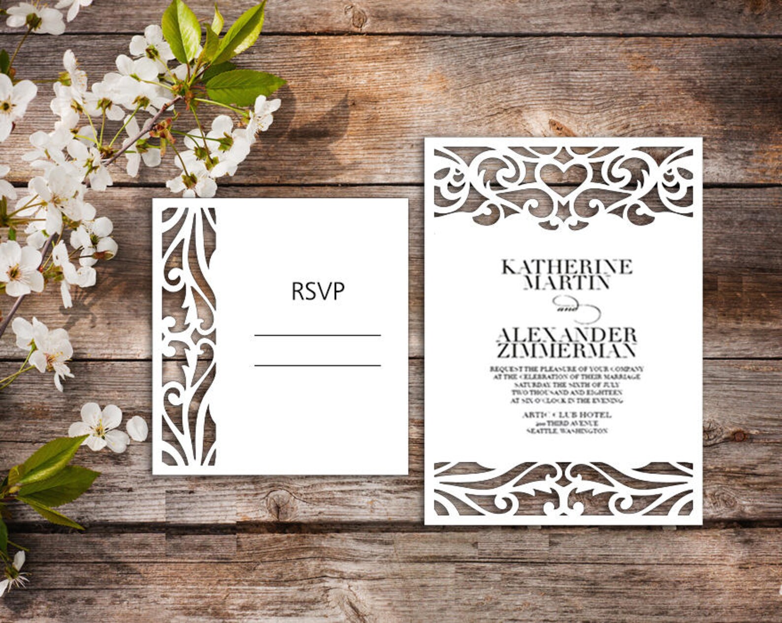 Wedding Invitation Template - SVG, DXF, Ai, CRD, Eps - Laser Paper Cut ...