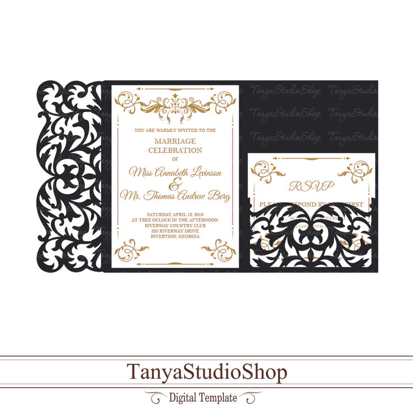 Plantilla de invitación de boda SVG Ai CRD eps Corte de | Etsy