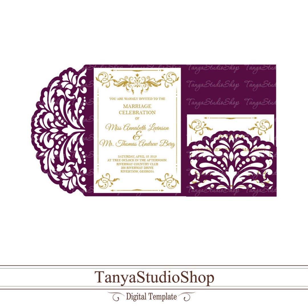 Wedding Invitation Template - SVG, DXF, Ai, CRD, Eps - Laser Paper Cut ...
