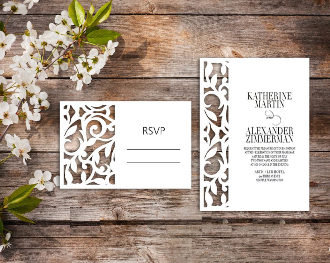 Wedding Invitation Template - SVG, DXF, Ai, CRD, Eps - Laser Paper Cut ...