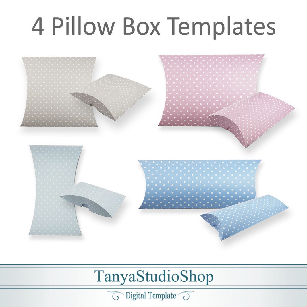 4 Pillow Boxes - SVG, Ai, CRD, Eps, Pdf - Laser Cut Template - Cricut ...