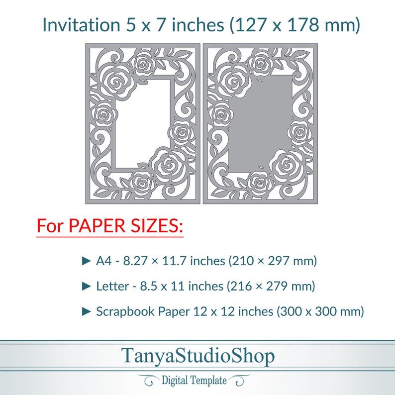 5x7'' Invitation Template SVG Ai CRD Eps Pdf | Etsy