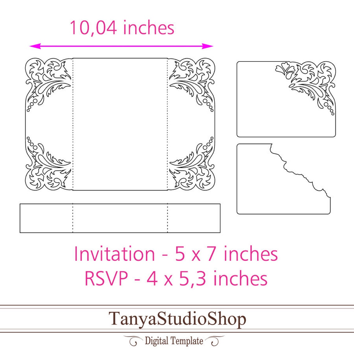 Gate-fold Invitation Template SVG DXF Ai CRD Eps Laser - Etsy