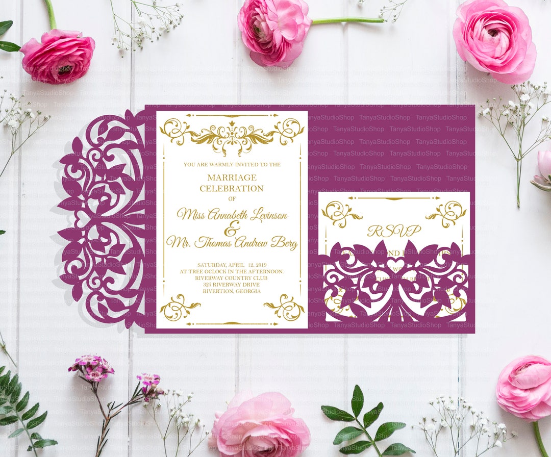 Wedding Invitation Template - SVG, DXF, Ai, CRD, Eps - Laser Paper Cut ...