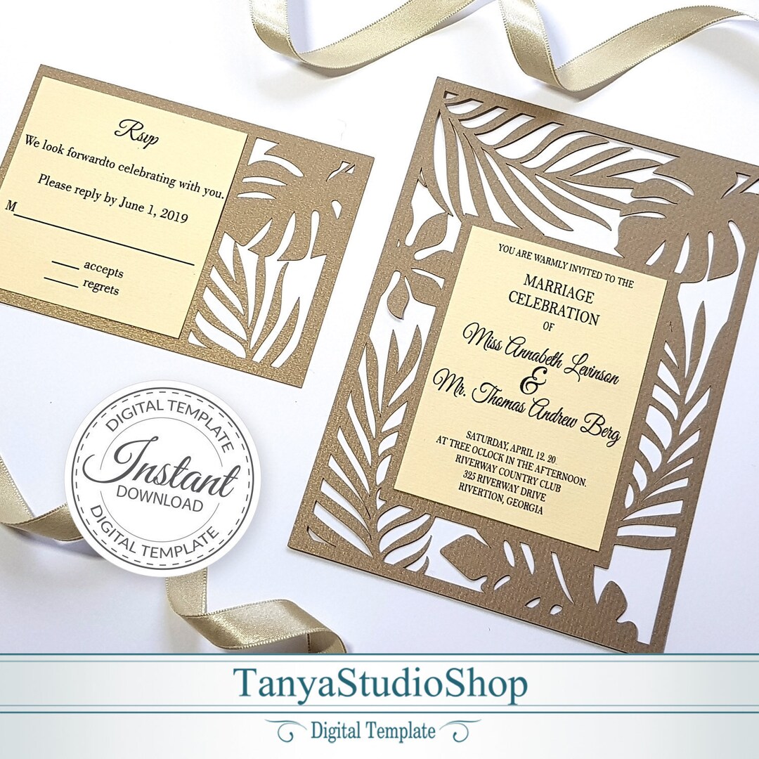 5x7'' Invitation Template + Rsvp - SVG, Ai, CRD, Eps, Pdf - Tropical ...