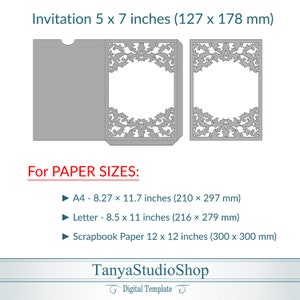 5x7'' Invitation Template - SVG, Ai, CRD, Eps, Pdf - Laser Cut Template ...