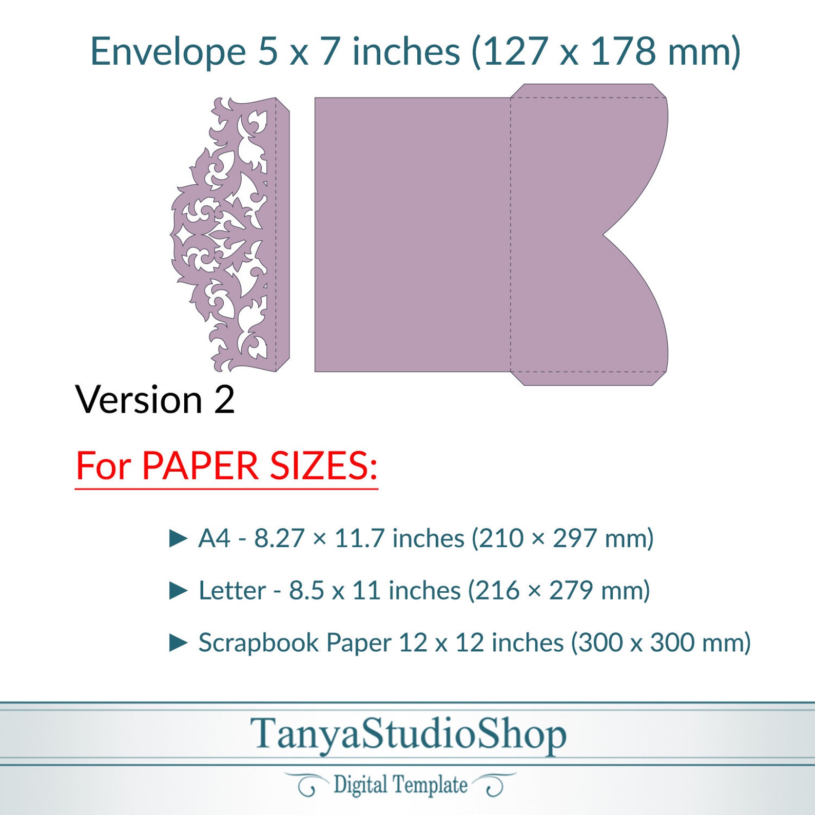 5x7'' Envelope Template SVG Ai CRD Eps Pdf | Etsy