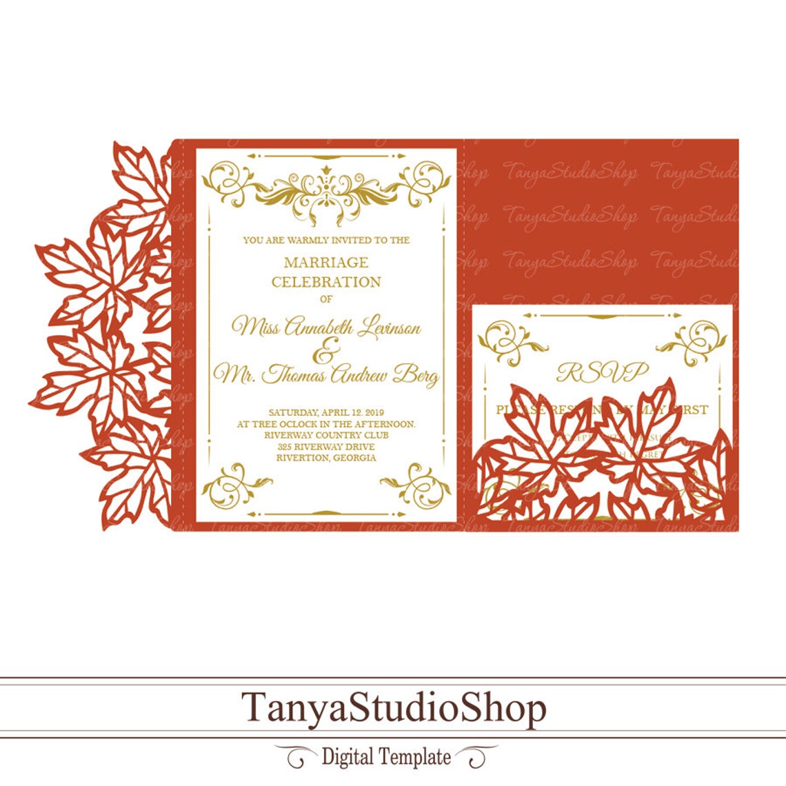 Wedding Invitation Template SVG DXF Ai CRD Eps Laser | Etsy