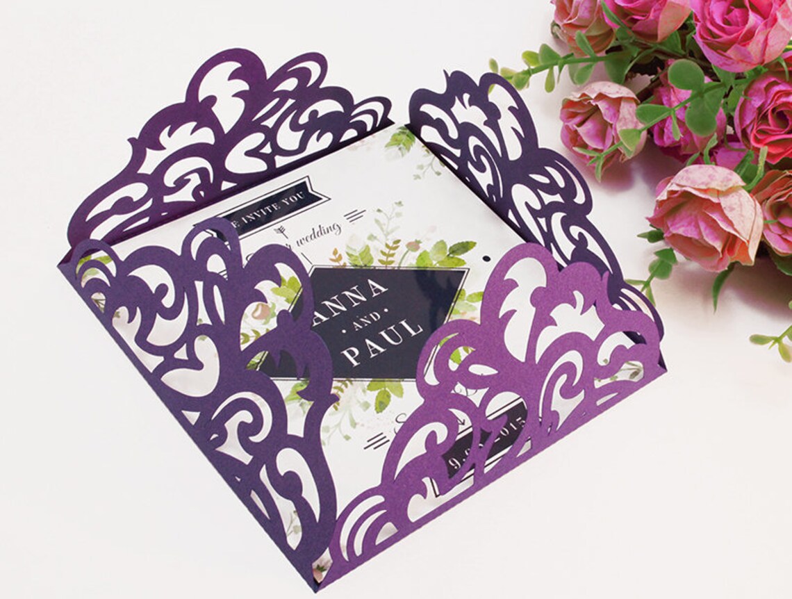 Four-fold Invitation Template SVG DXF Ai CRD Eps Laser | Etsy