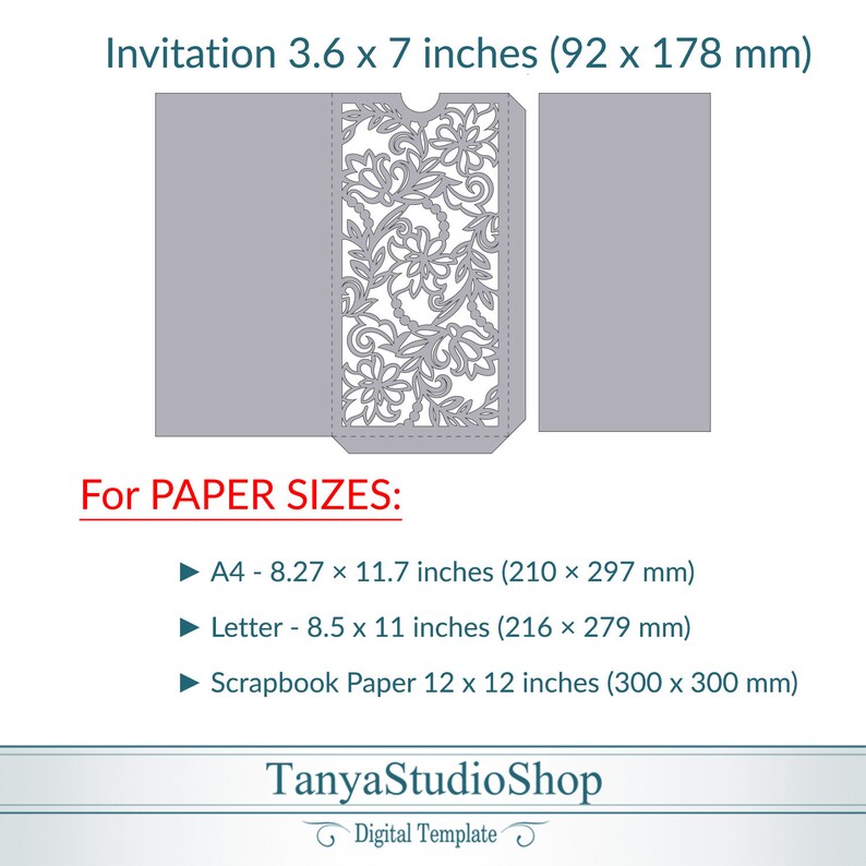 3.6x7'' Invitation Template SVG Ai CRD Eps Pdf | Etsy