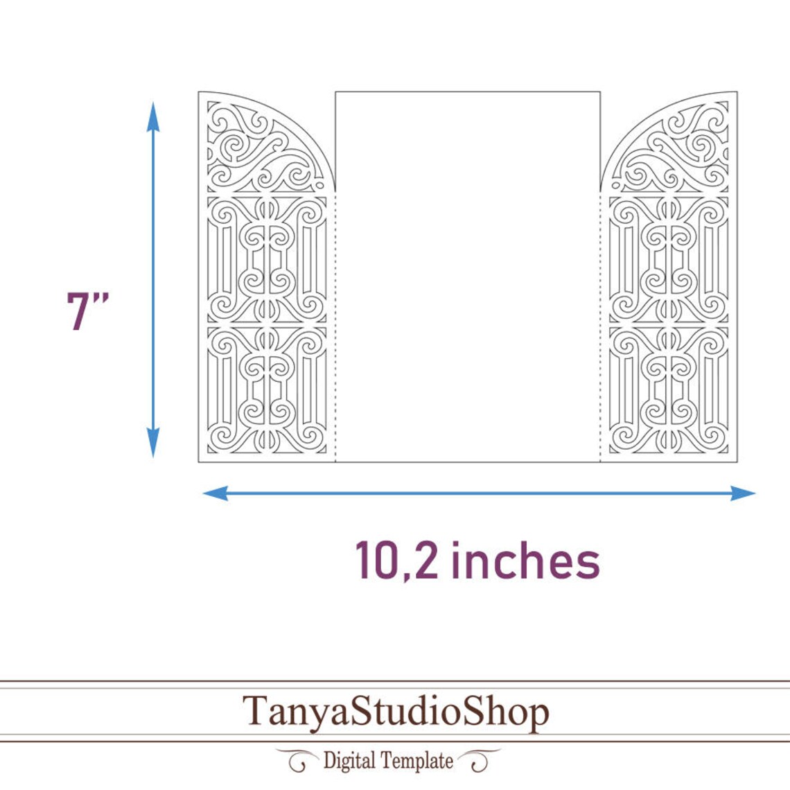 Gate-fold Invitation Template SVG DXF Ai CRD Eps Laser - Etsy