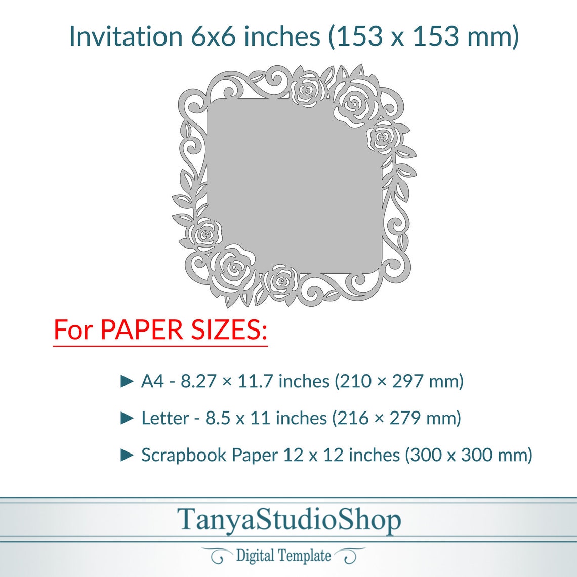 6x6'' Invitation Template SVG Ai CRD Eps Pdf - Etsy