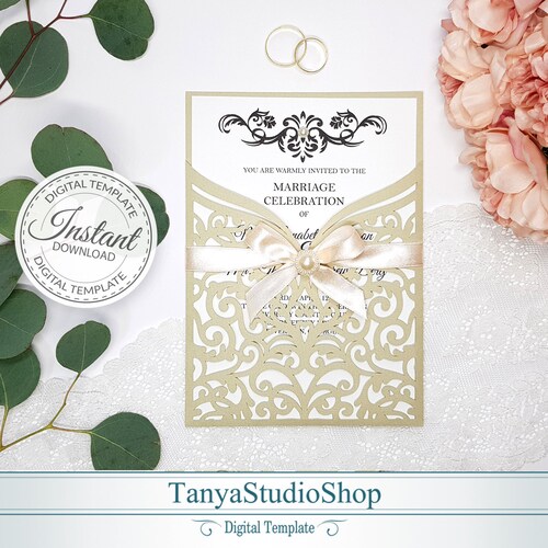 Wedding Invitation Template SVG DXF Ai CRD Eps Laser - Etsy