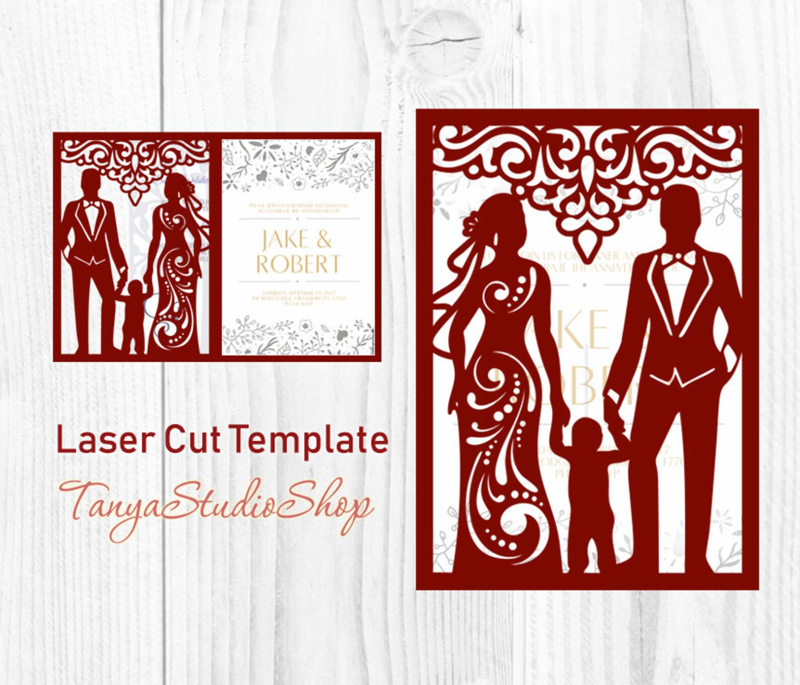 Invitación de boda SVG DXF ai CRD eps Novia y novio | Etsy México