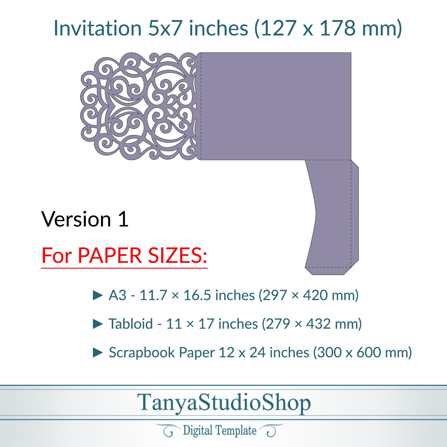5x7'' Envelope Template - SVG, Ai, CRD, Eps, Pdf - Laser Cut Template ...