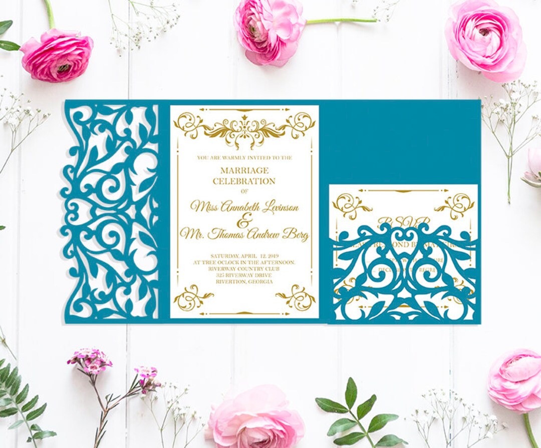 Wedding Invitation Template - SVG, DXF, Ai, CRD, Eps - Laser Paper Cut ...