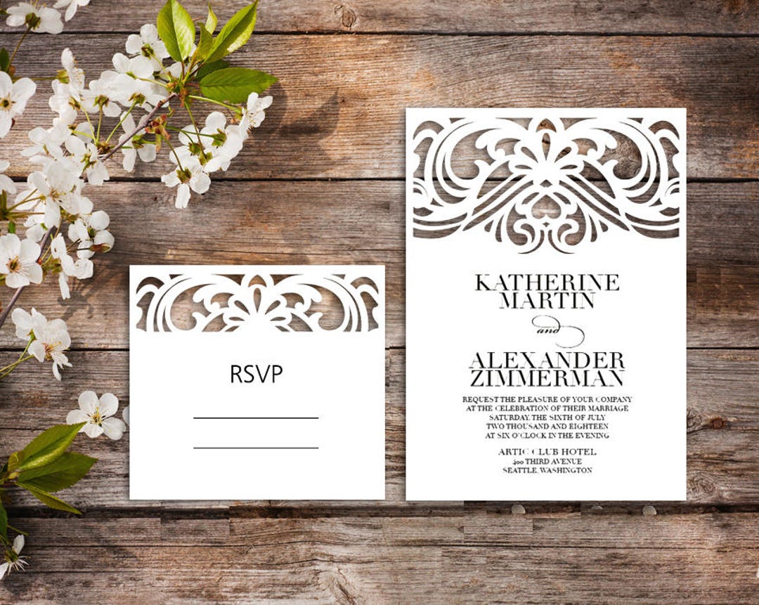 Wedding Invitation Template - SVG, DXF, Ai, CRD, Eps - Laser Paper Cut ...