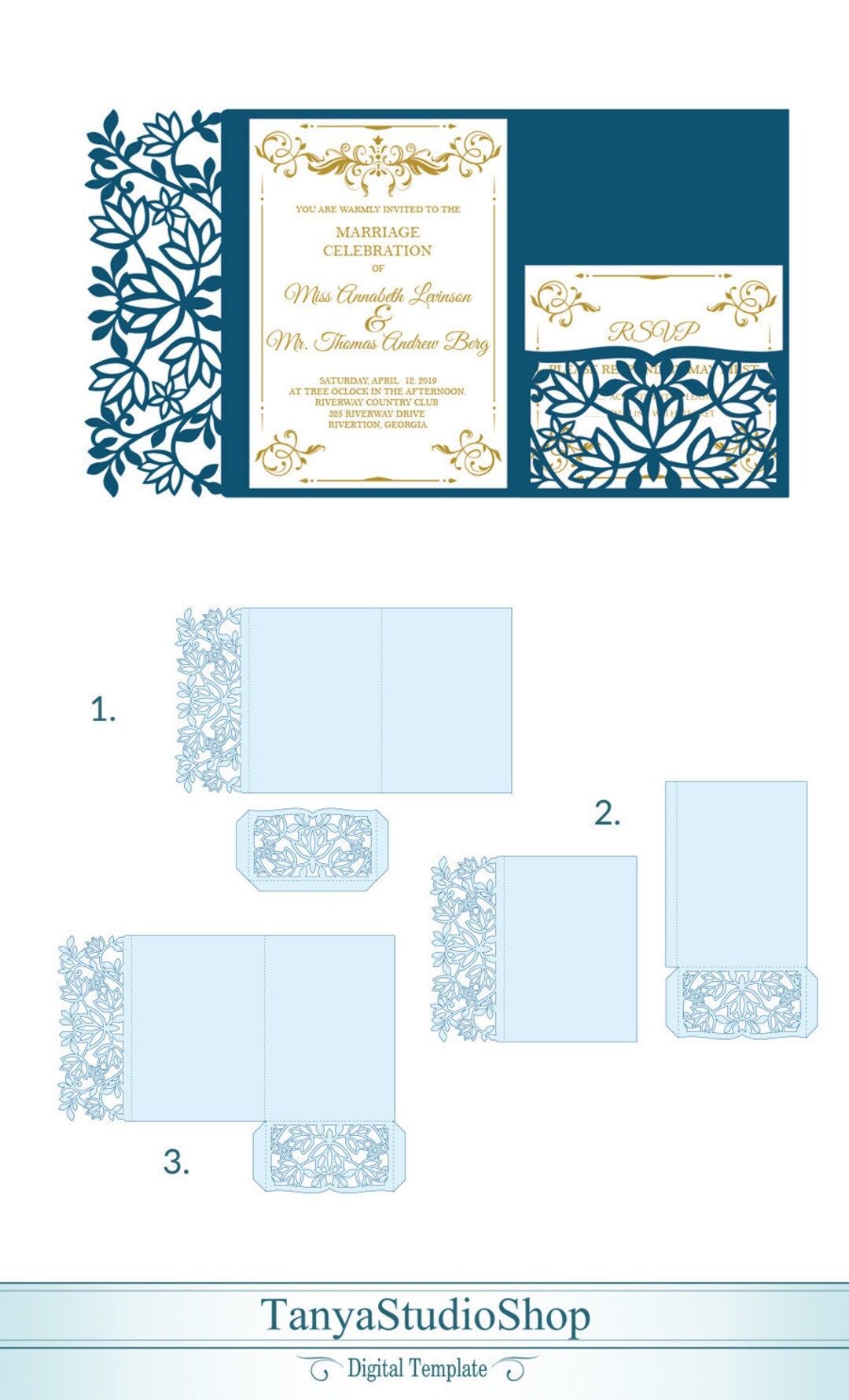 Wedding Invitation - SVG, Ai, CRD, Eps - Card Templates - Laser Cut ...