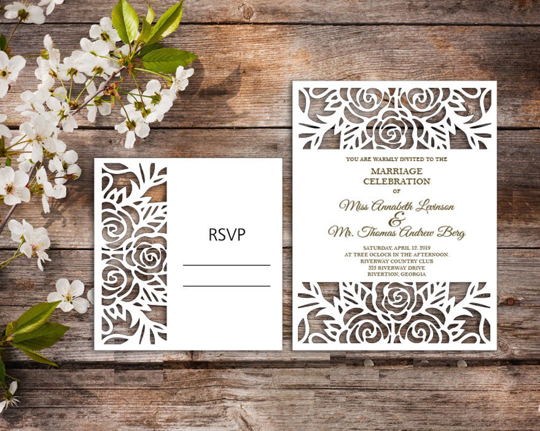 Wedding Invitation Template - SVG, DXF, Ai, CRD, Eps - Laser Paper Cut ...