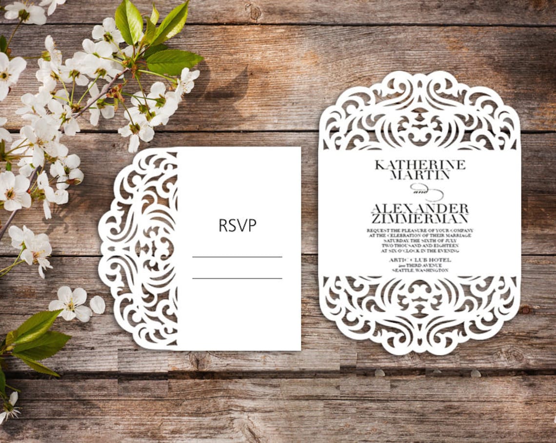 Wedding Invitation Template - SVG, DXF, Ai, CRD, Eps - Laser Paper Cut ...
