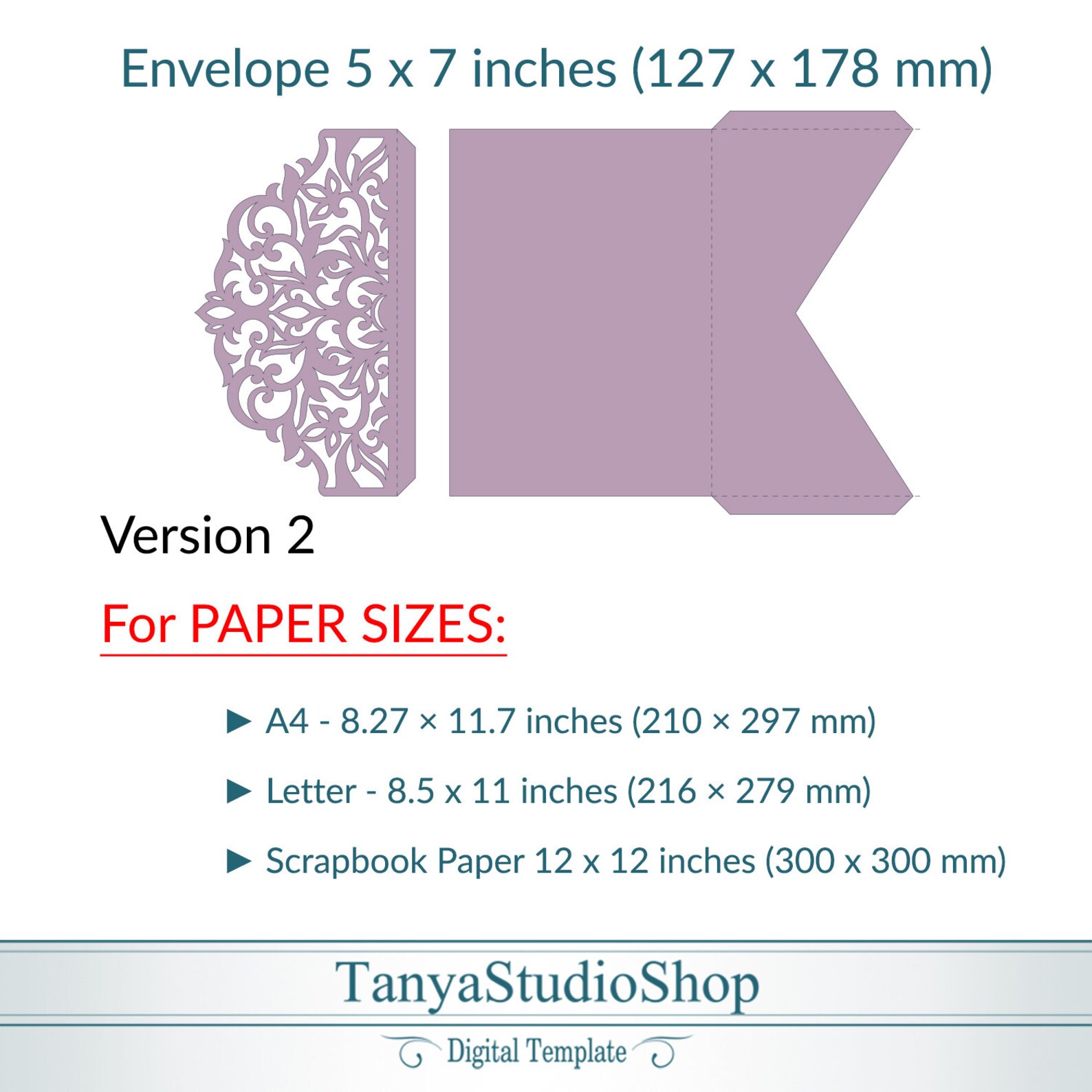 5x7'' Envelope Template - SVG, Ai, CRD, Eps, Pdf - Laser Cut Template ...