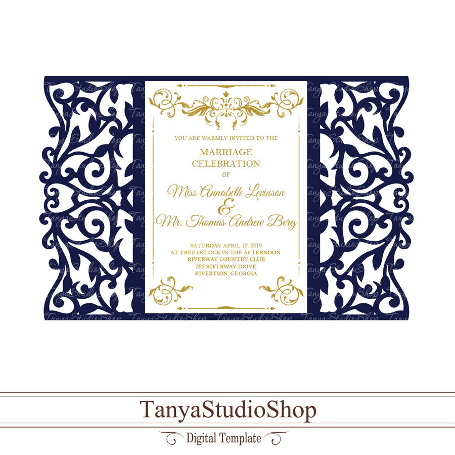 Gate-fold Invitation Template SVG DXF Ai CRD Eps Laser | Etsy