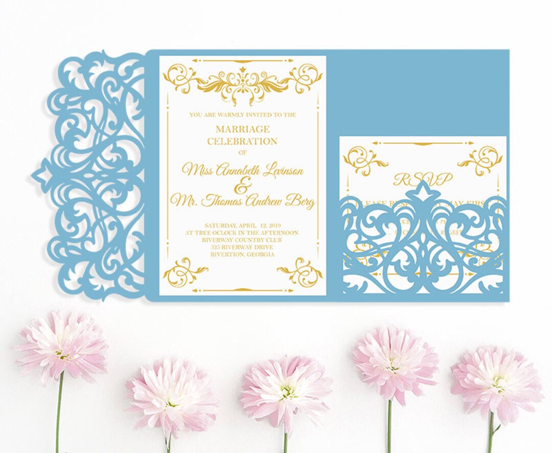 Wedding Invitation Template - SVG, DXF, Ai, CRD, Eps - Laser Paper Cut ...