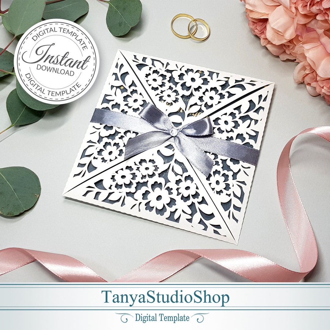 5x5'' Invitation Template - SVG, Ai, CRD, Eps, Pdf - Laser Cut Template ...